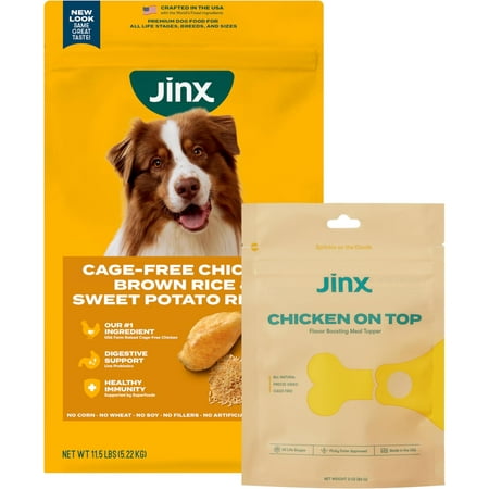 Jinx Premium Dry Dog Food + Bonus Chicken Topper. Chicken Brown Rice ...